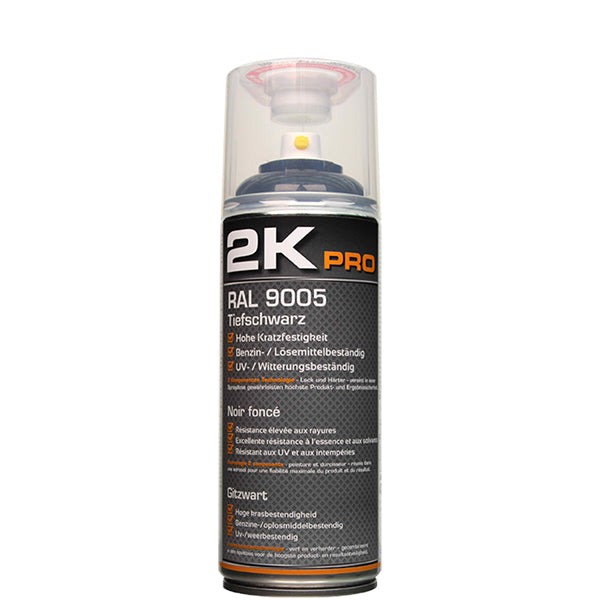 2K-PRO two-component polyurethane spray paint | Jet black RAL 9005 ...